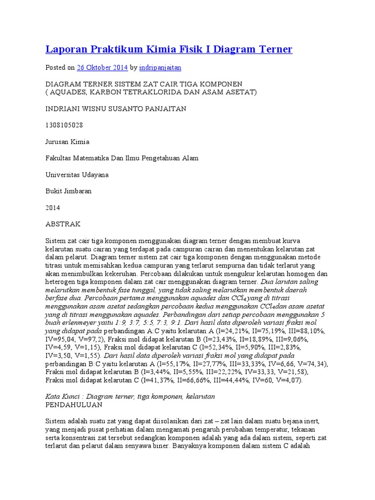 Laporan Praktikum Kimia Fisik I Diagram | PDF