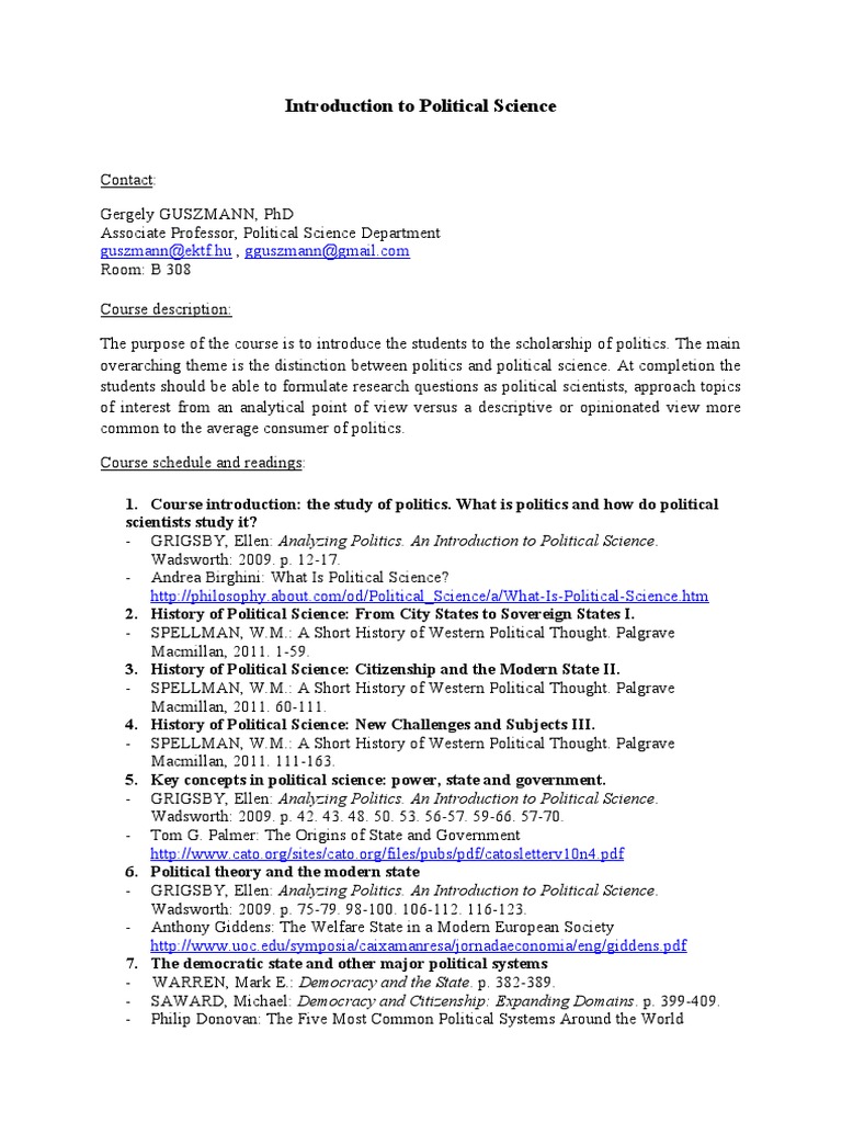 Introduction To Political Science 2013 | PDF | Academia | Science
