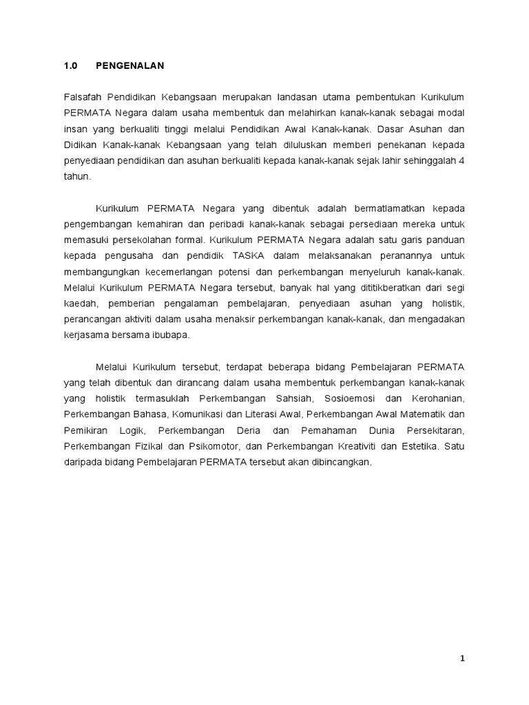 Bidang Pembelajaran Program Permata | PDF