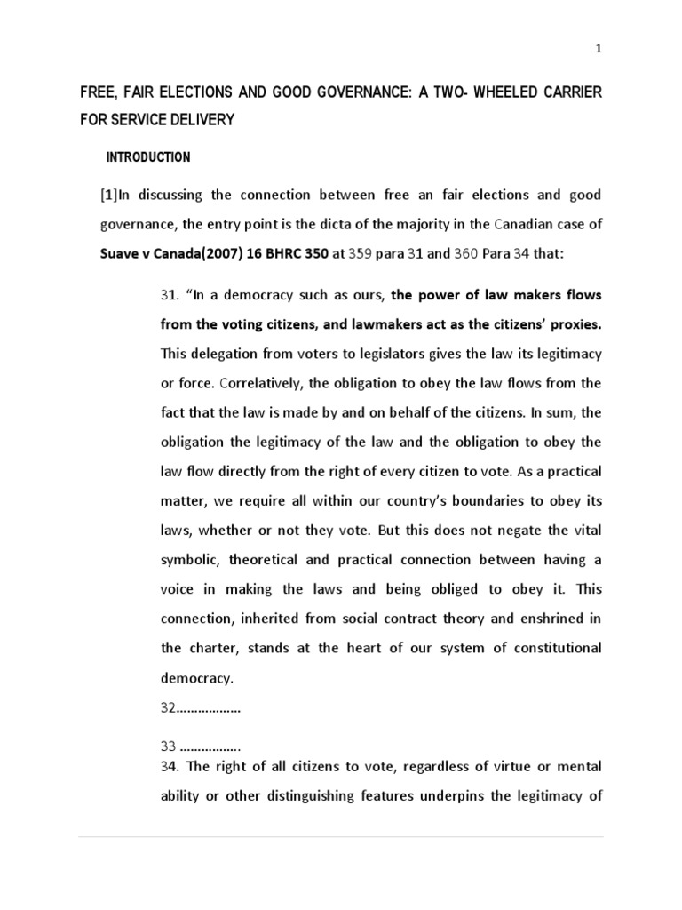 Free, Fair Elections and Good Governance: A Two-Wheeled Carrier For ...