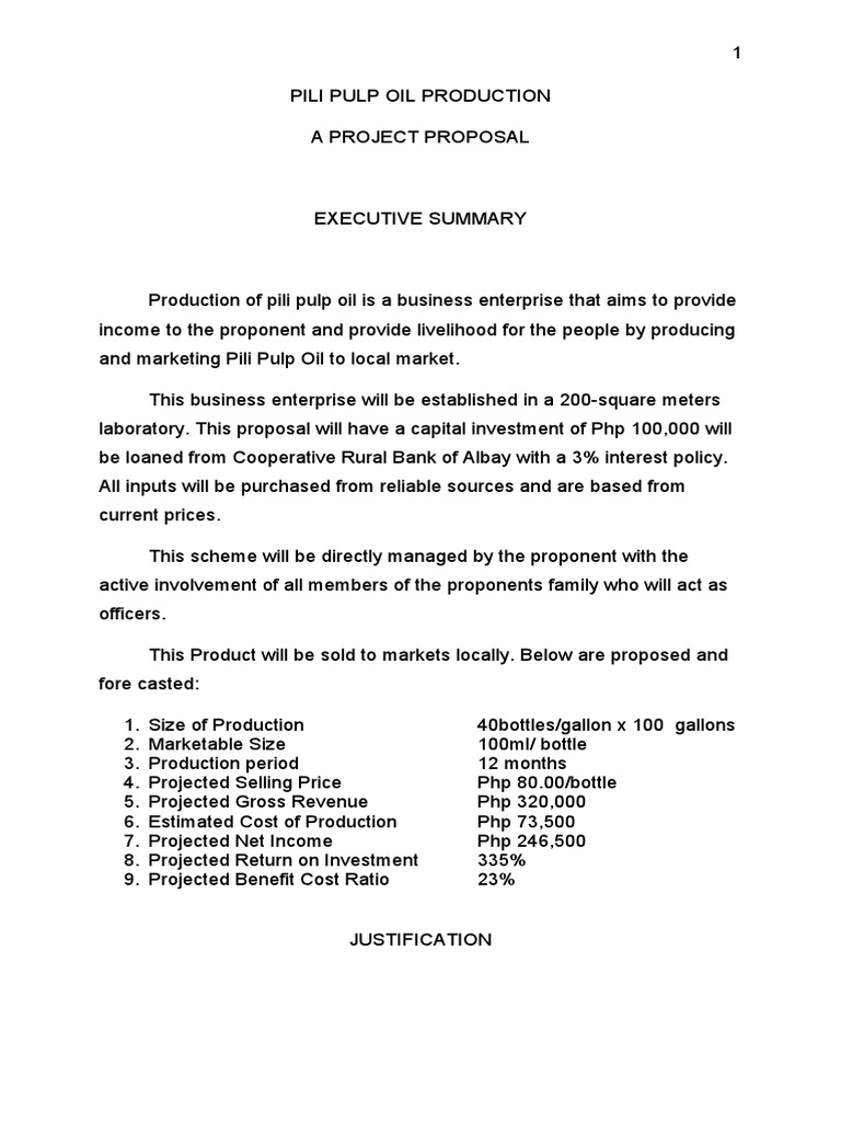 Production of Pili Pulp Oil 2 | PDF | Return On Investment | Income