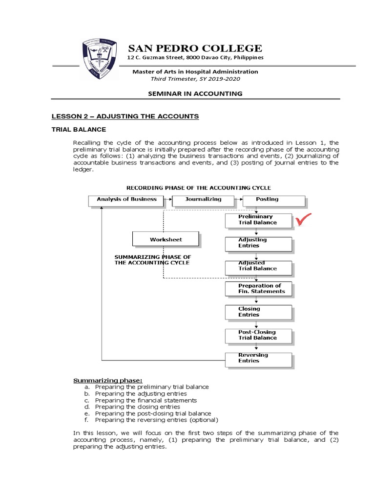 Trial Balance and Adjusting Entries Guide | PDF | Debits And Credits ...