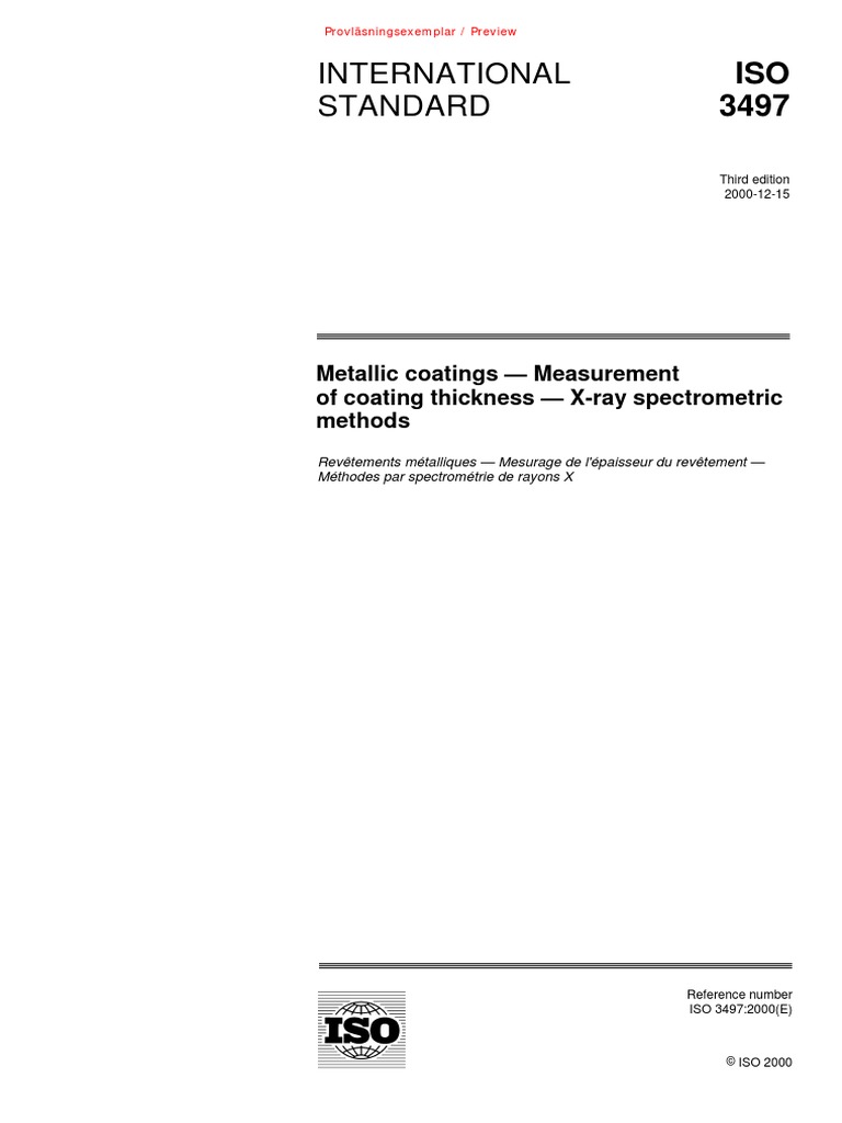 ISO 3497 X Ray Mthod Coating | PDF | International Organization For ...