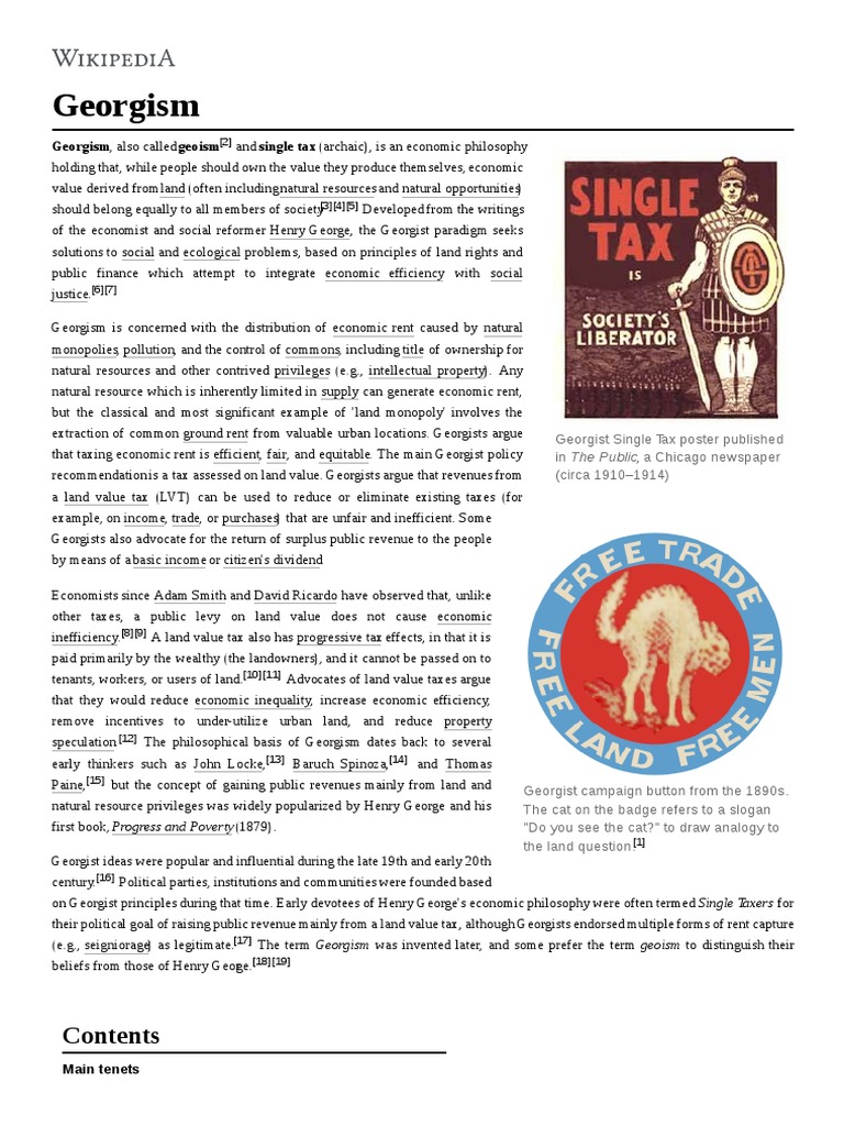 Georgism: Georgism, Also Called Geoism | PDF | Taxes | Economics