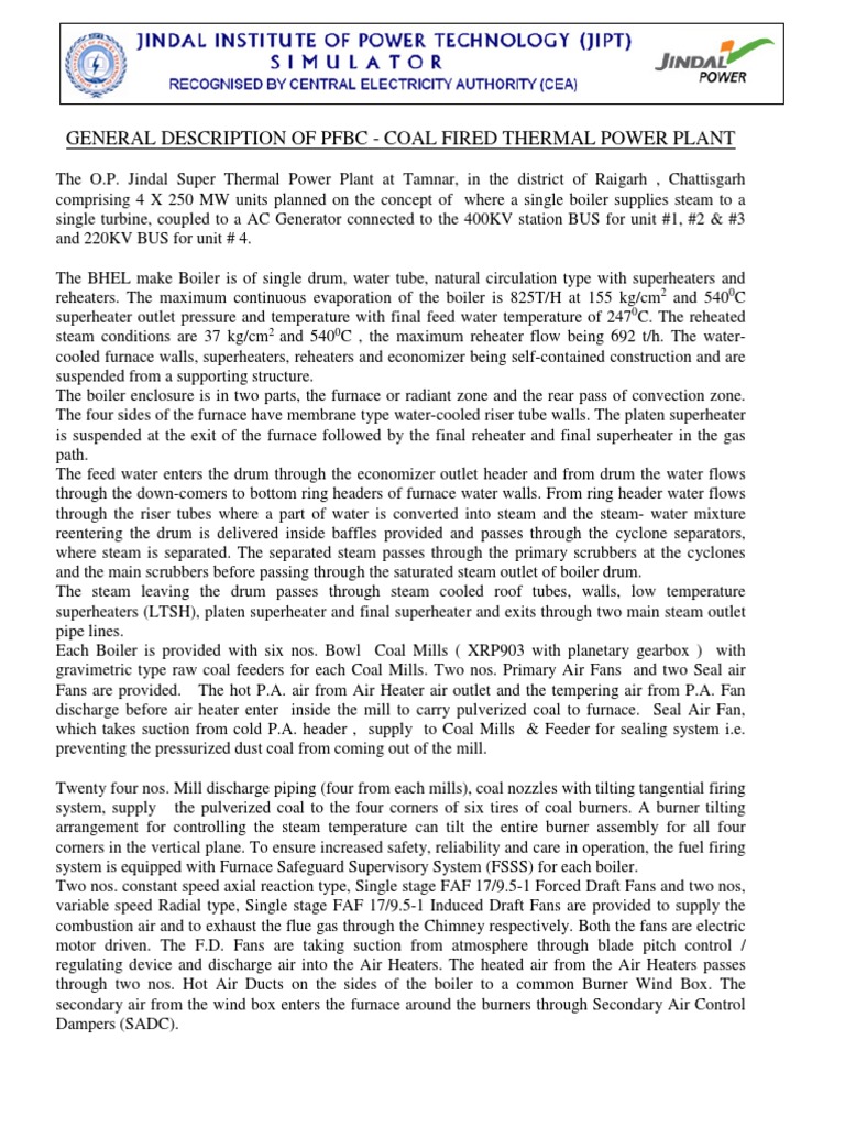 JPL-JIPT Manual General Description | PDF | Boiler | Turbine