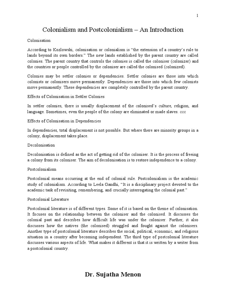 Understanding Colonialism and Postcolonialism | PDF | Colonialism | Postcolonialism