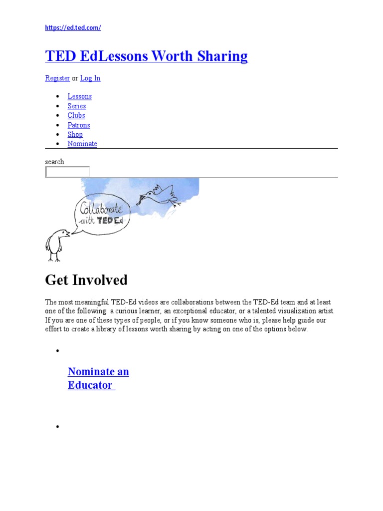 Ted Edlessons Worth Sharing: Get Involved | PDF