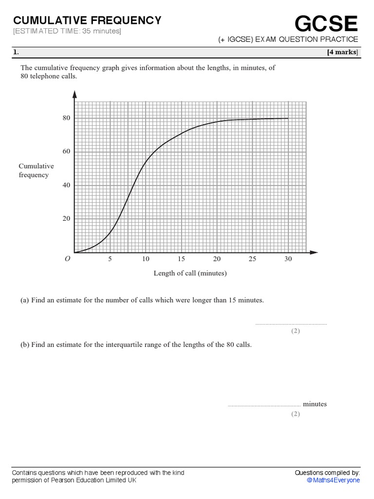 Cumulative Frequency Graph Exercises | PDF | Teaching Mathematics