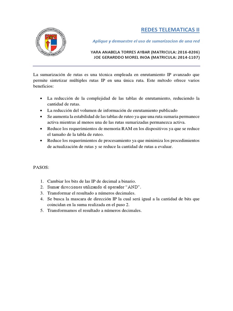Sumarización de Redes | PDF | Dirección IP | Enrutador (Computación)