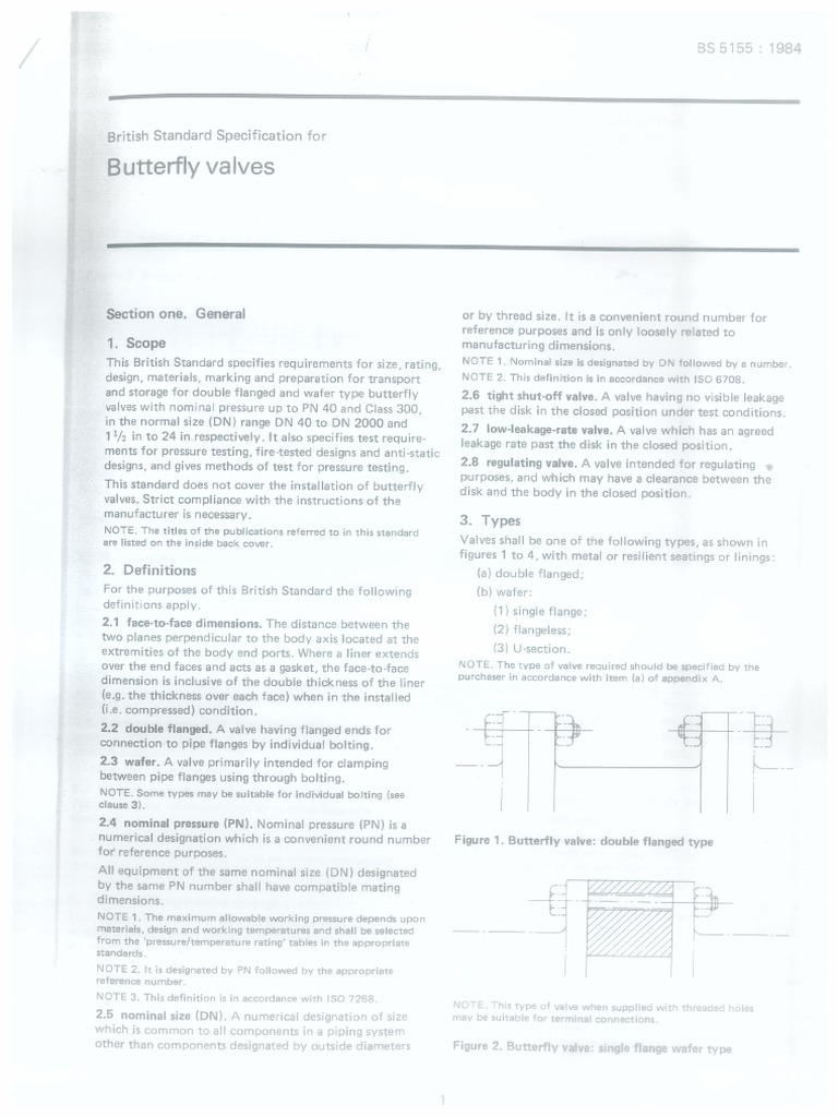 BS-5155 - Butterfly Valve Flanged and Wafer Type | PDF