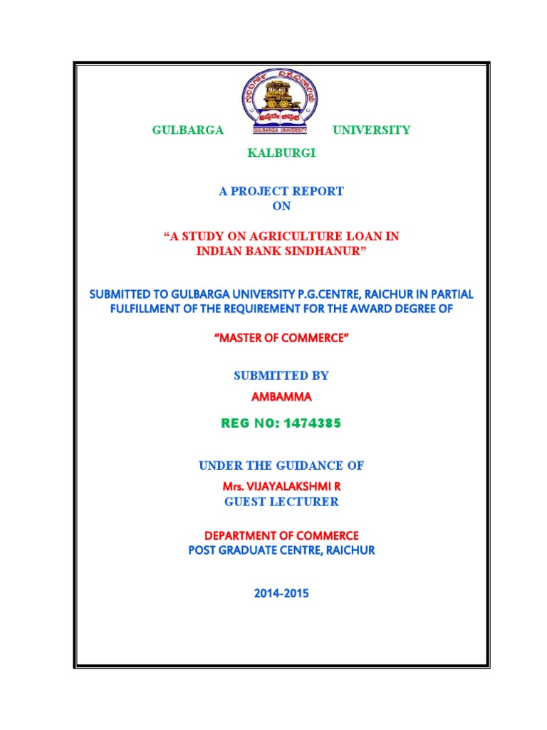 Gulbarga University Kalburgi: A Project Report ON | PDF | Postgraduate ...