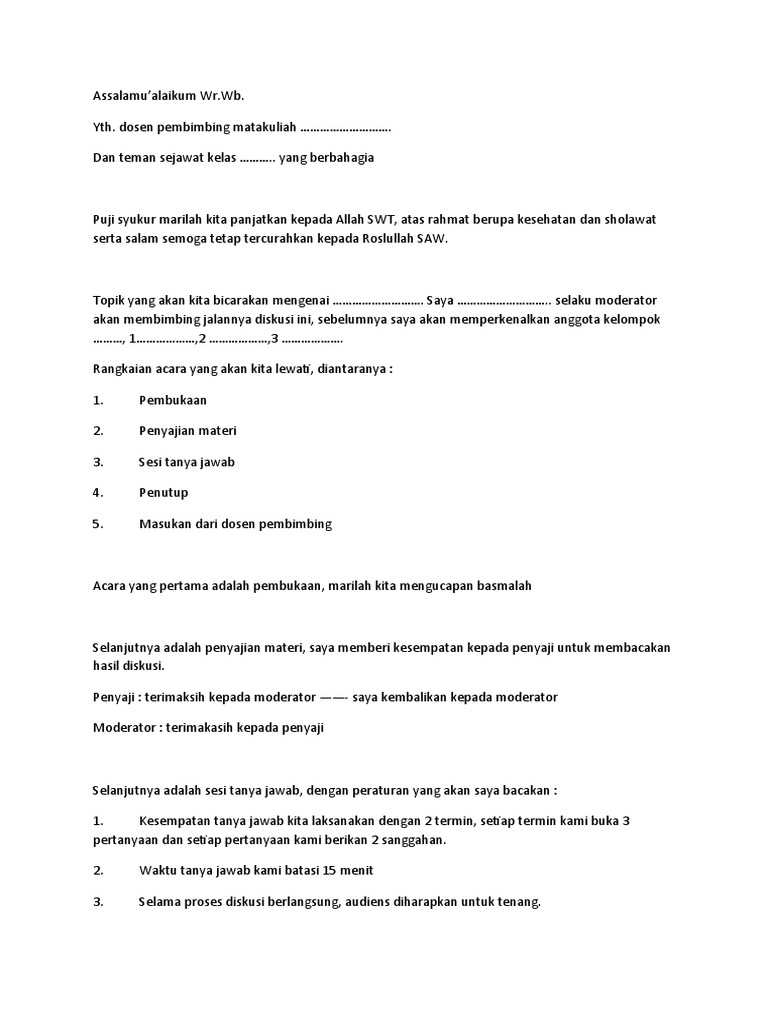 Contoh Teks Moderator | PDF