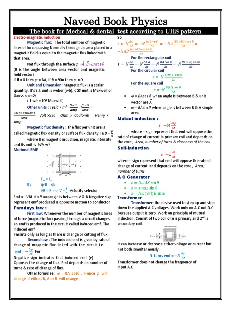 UHS Physics Guide: Electro-Magnetic Induction | PDF | Electromagnetic ...