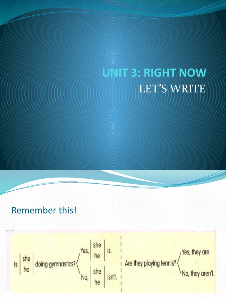 Unit 3: Right Now: Let'S Write | PDF