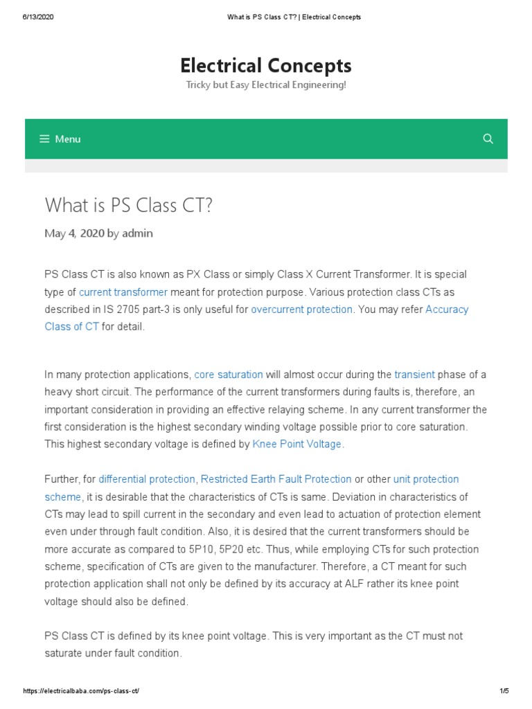 What Is PS Class CT - Electrical Concepts | PDF | Manufactured Goods ...