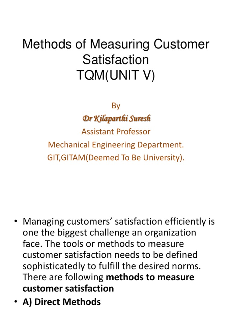 Measuring Customer Satisfaction Methods | PDF | Customer | Customer ...