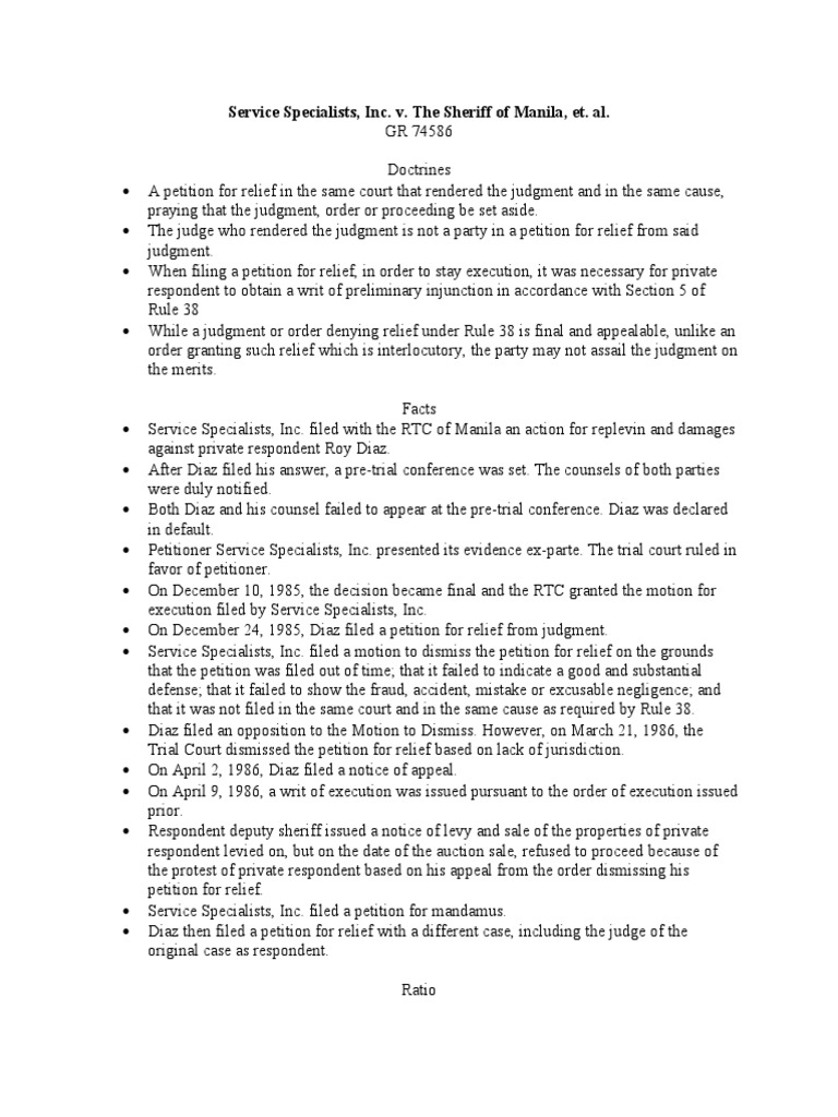 Rule 38 Case Digests | PDF | Judgment (Law) | Legal Remedy