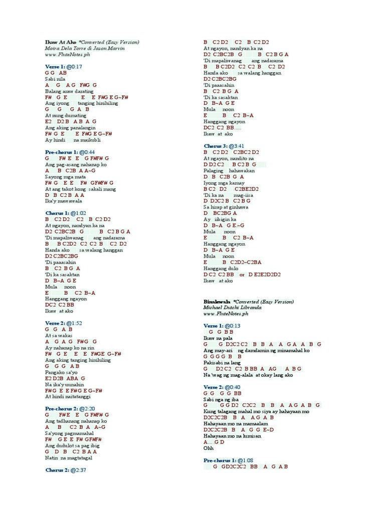 Flute Recorder Song Notes - XCX | PDF