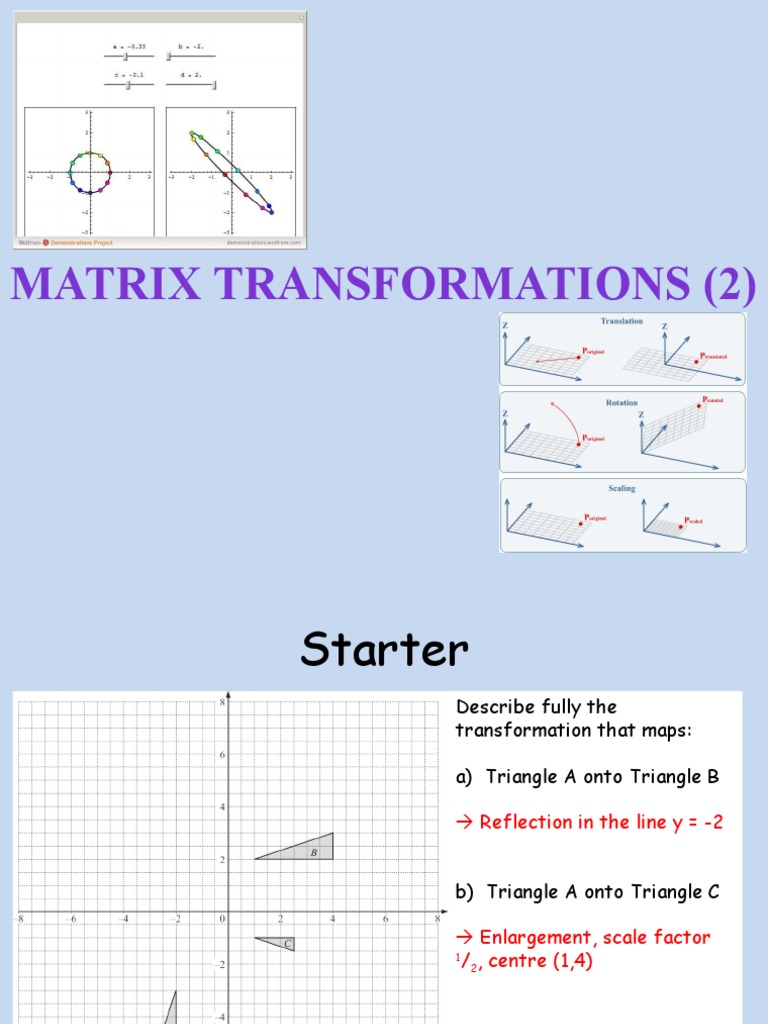 7) Matrix Transformations | PDF | Rotation | Cartesian Coordinate System