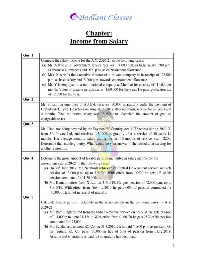 Income From Salary | PDF | Salary | Employee Benefits