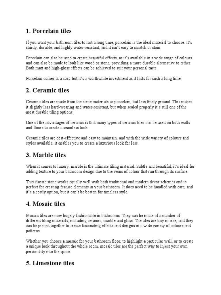 Bathroom Tiles | PDF