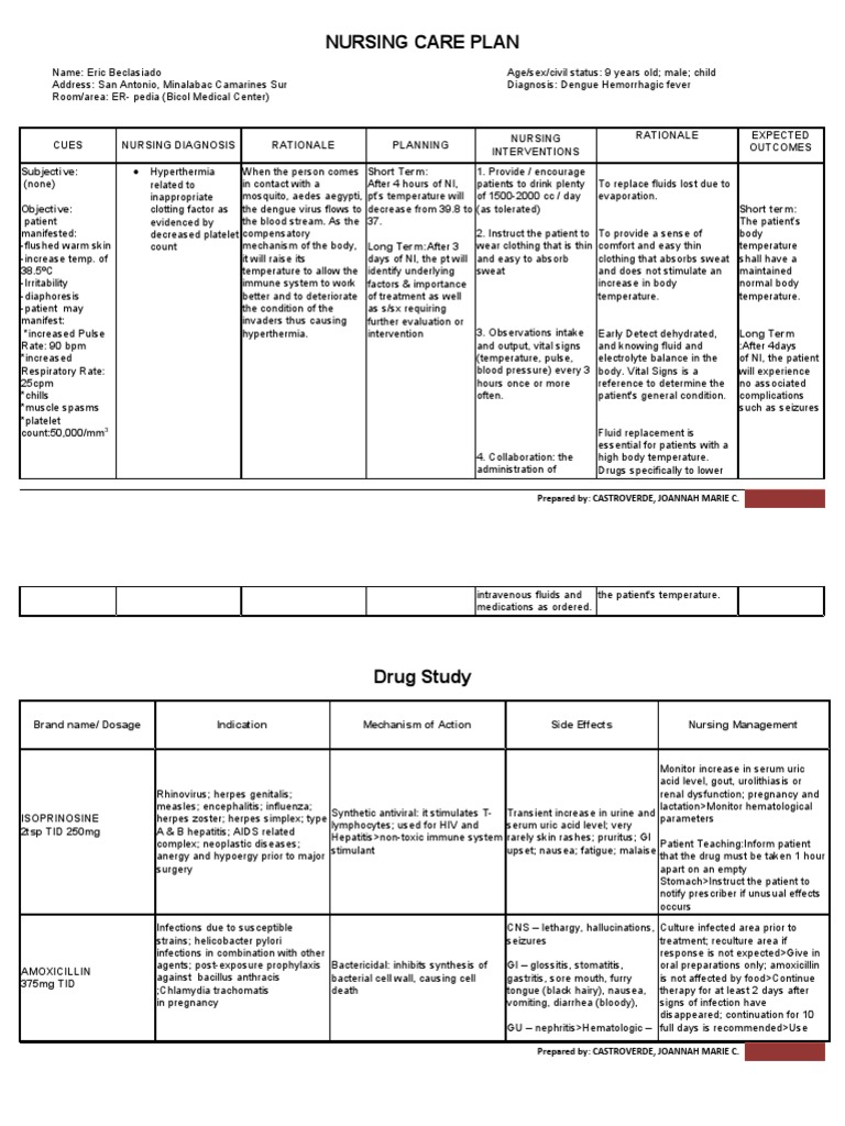 Nursing Care Plan for Dengue Fever | PDF | Herpes Simplex | Hyperthermia