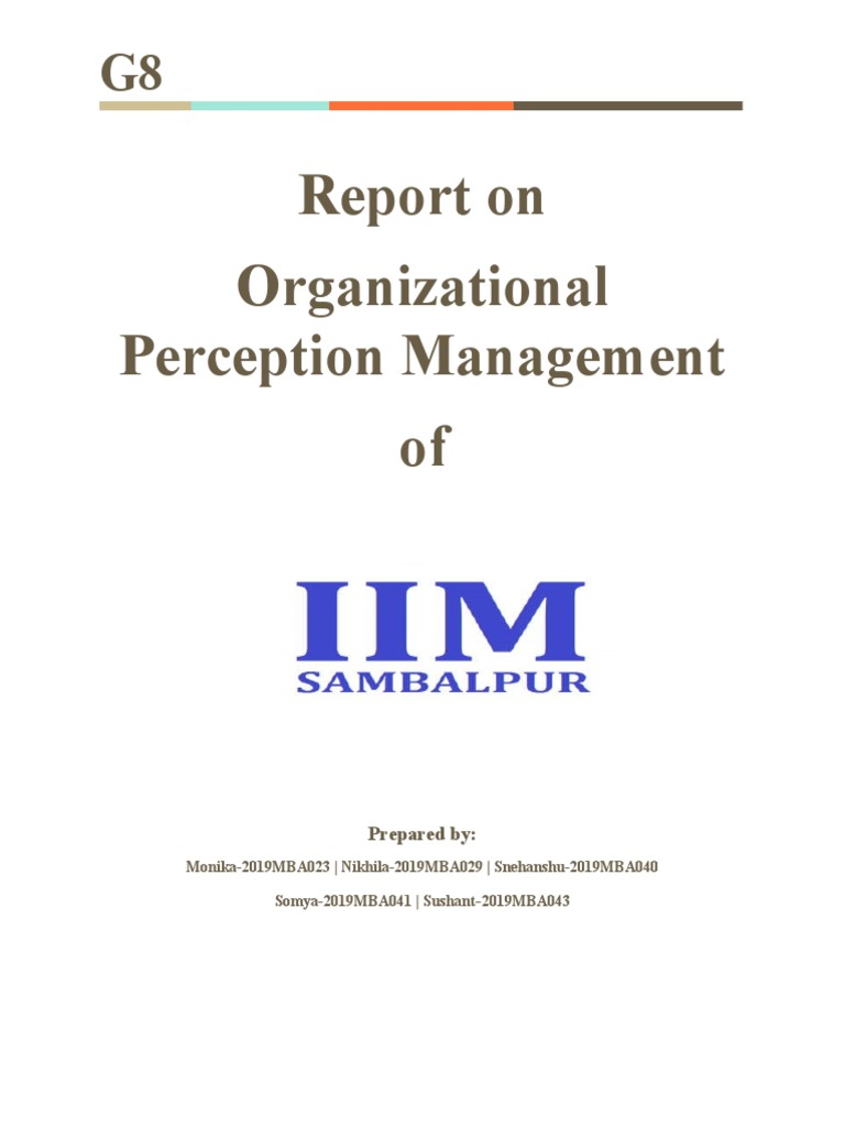 Report On Organizational Perception Management Of: Prepared by ...
