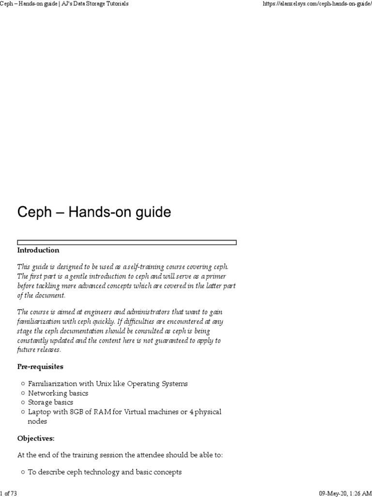 Ceph - Hands-On Guide - AJ's Data Storage Tutorials | PDF | Sudo | Computer Cluster