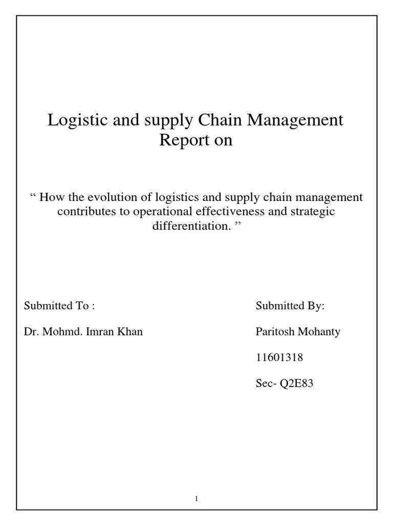 Logistic and Supply Chain Management Report On | PDF | Supply Chain ...