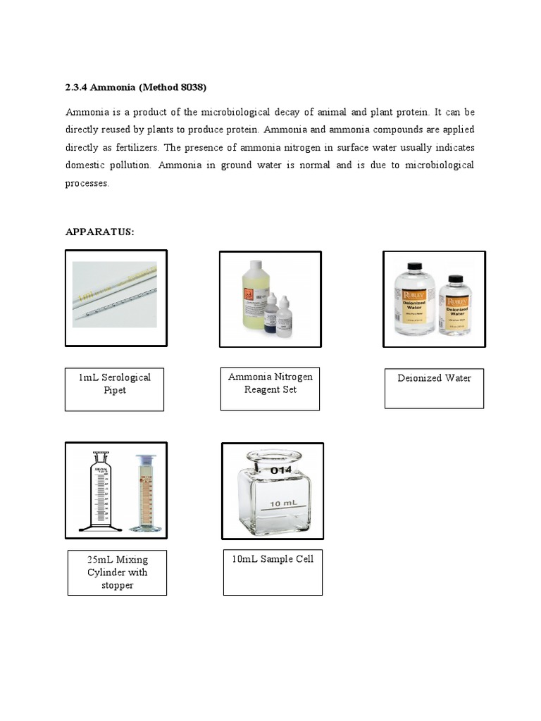 Determination of Ammonia Nitrogen Levels in Lake Water Using the ...