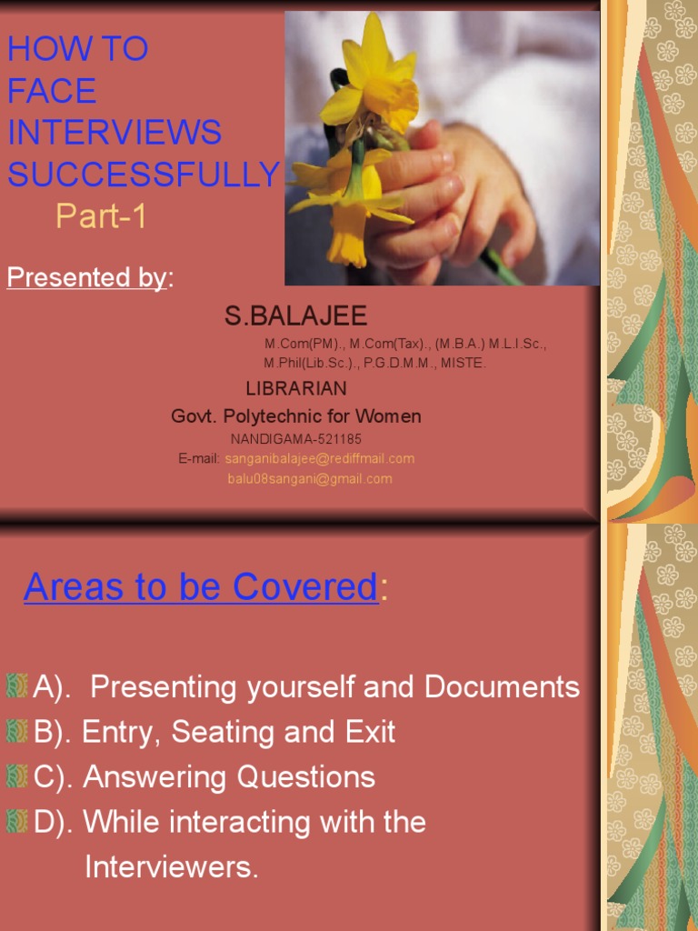 How To Face Interviews Successfully: Part-1 | PDF | Question