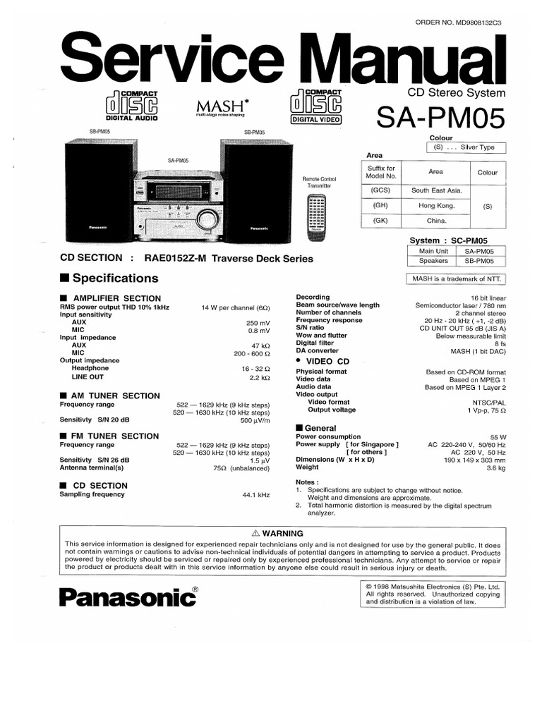 Panasonic SA-PM05 Service Manual | PDF