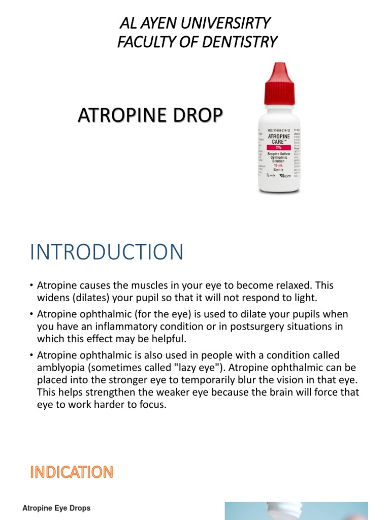 Al Ayen Universirty Faculty of Dentistry: Atropine Drop | PDF ...
