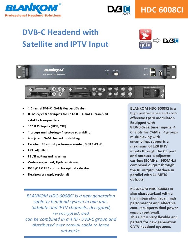 Blankom HDC 6008ci User Manual en | PDF | Power Supply | Cable Television