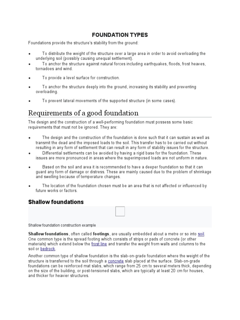 Foundation Types Overview | PDF | Foundation (Engineering) | Deep ...
