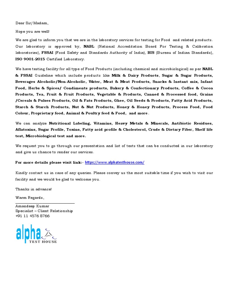 Food Introduction Letter | PDF