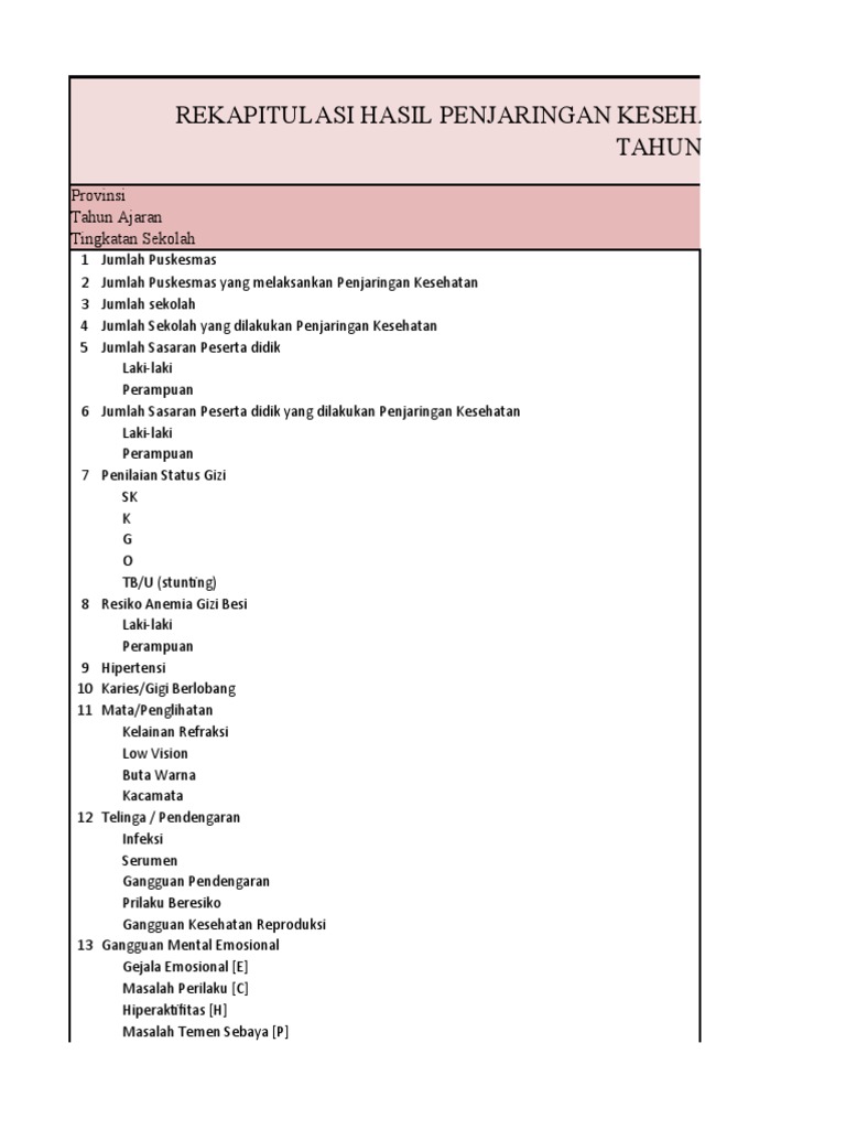 Rekap Hasil Skrining Kesehatan Anak | PDF