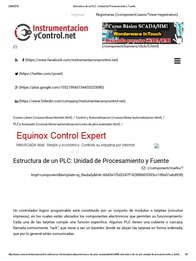Estructura de Un PLC Unidad de Procesamiento y Fuente PDF | PDF ...