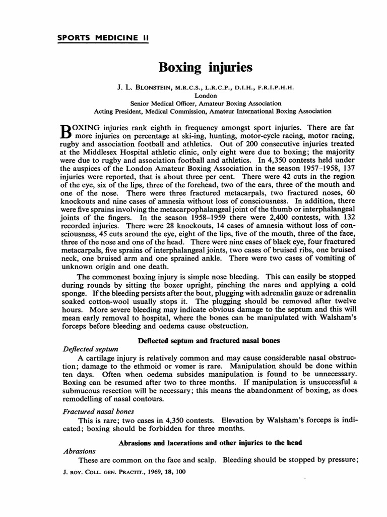 Boxing Injuries | PDF | Concussion | Wound