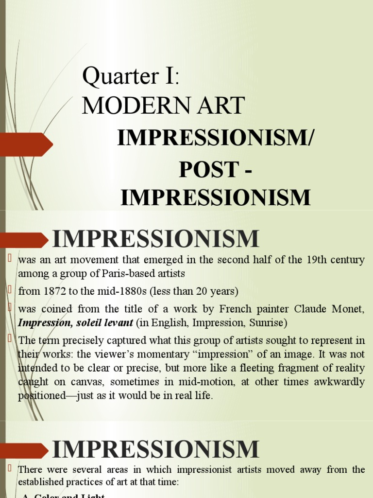 Impressionism and Post-Impressionism Overview | PDF | Impressionism ...