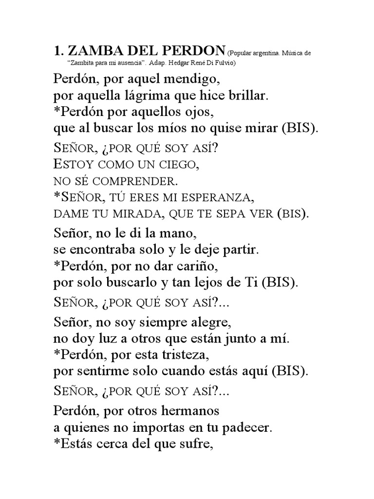 Zamba Del Perdon | PDF | Perdón | Amor