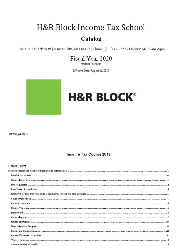 H&R Block Income Tax School: Catalog | PDF | Earned Income Tax Credit ...