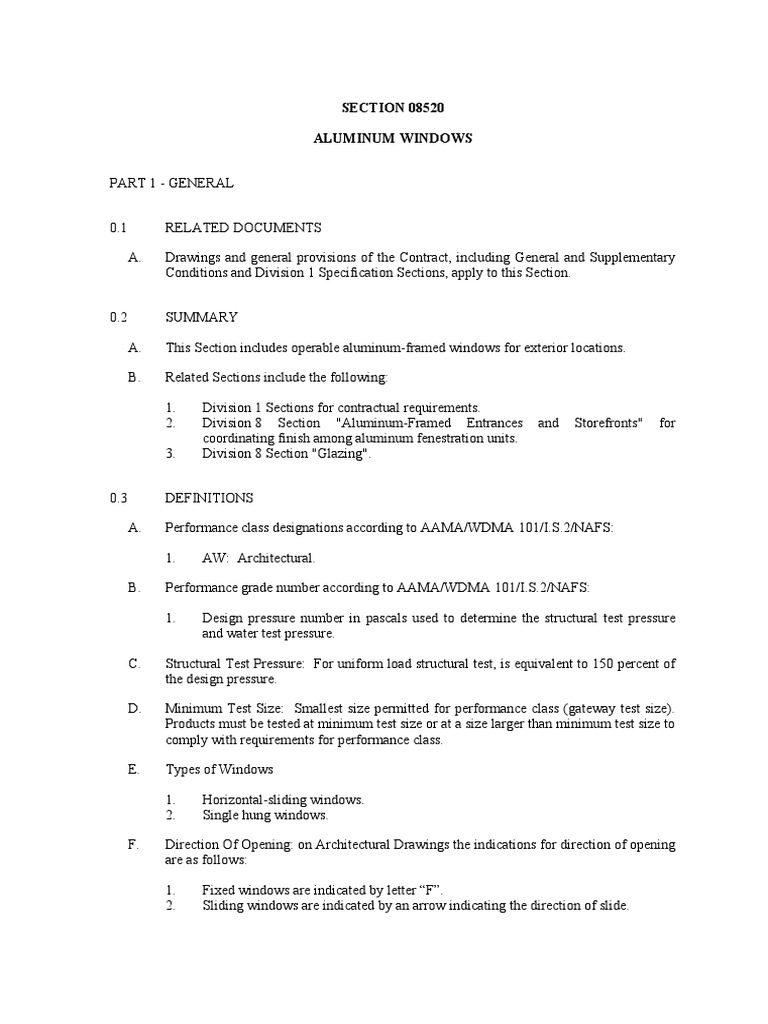 Aluminum Windows | PDF | Window | Specification (Technical Standard)
