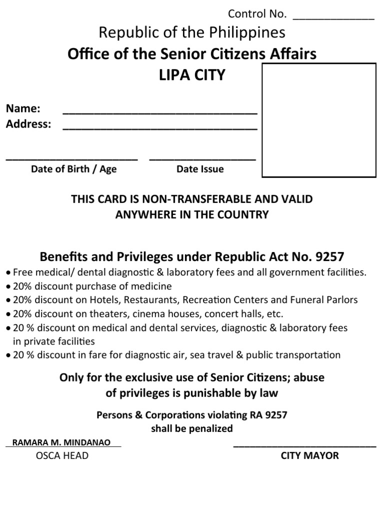 Benefits and Privileges of Senior Citizen Identification Cards in the ...