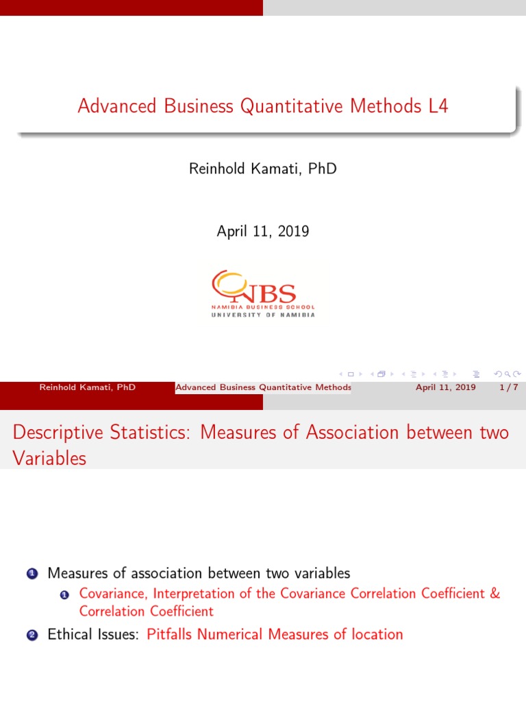 Advanced Business Quantitative Methods L4: Reinhold Kamati, PHD | PDF ...