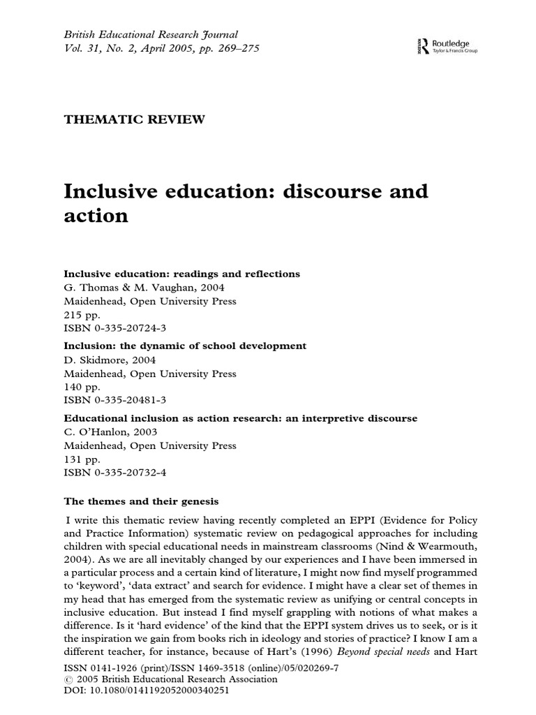 Inclusive Education Discourse Action | PDF | Inclusion (Education ...