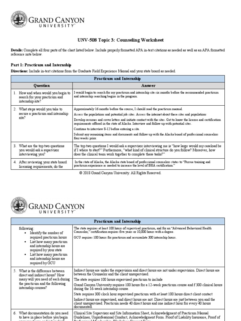 Unv 508 Rs T3counselingworksheet | PDF | Licensure | Health Care