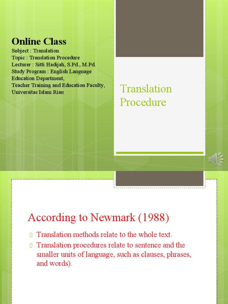 Online Class: Translation Procedure | PDF | Translations | Symbols