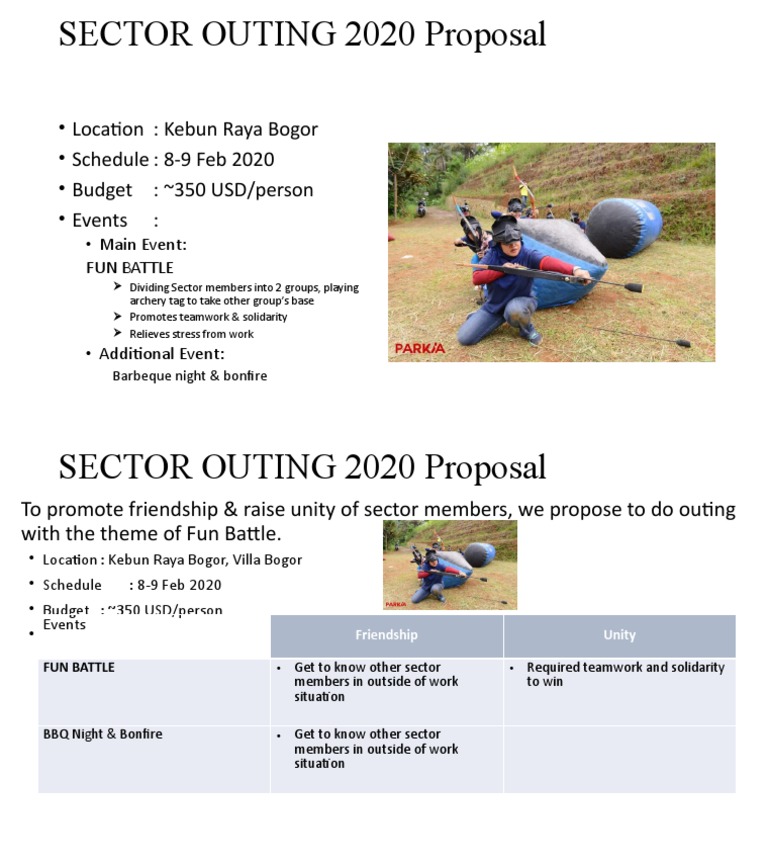 Sector Outing 2020 Proposal: Fun Battle | PDF