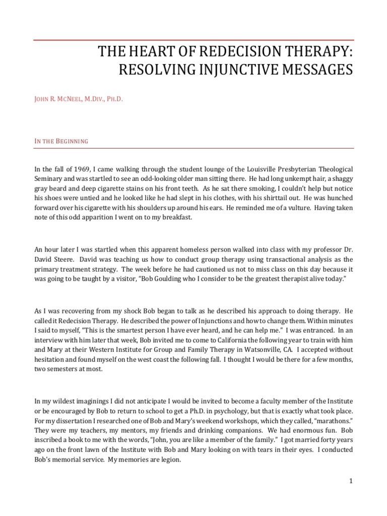 Therapists' Journey with Redecision | PDF | Psychotherapy | Autonomy